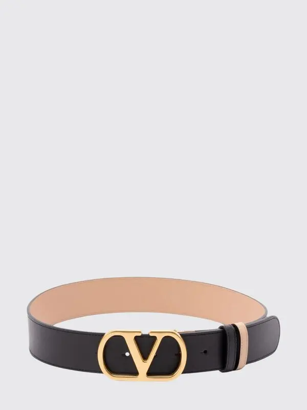 Valentino Garavani Calfskin Leather Belt With Vlogo Signature Buckle - Black 1