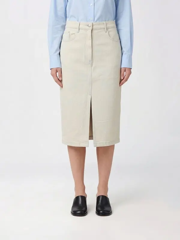 A.p.c. Midi Skirt In Cotton Denim - White