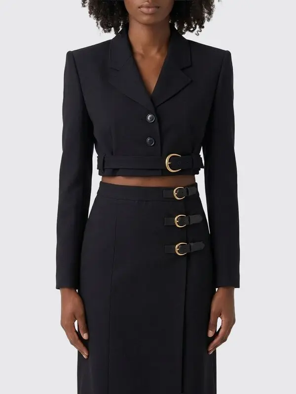 Chloé Cropped Buckle Blazer In Virgin Wool