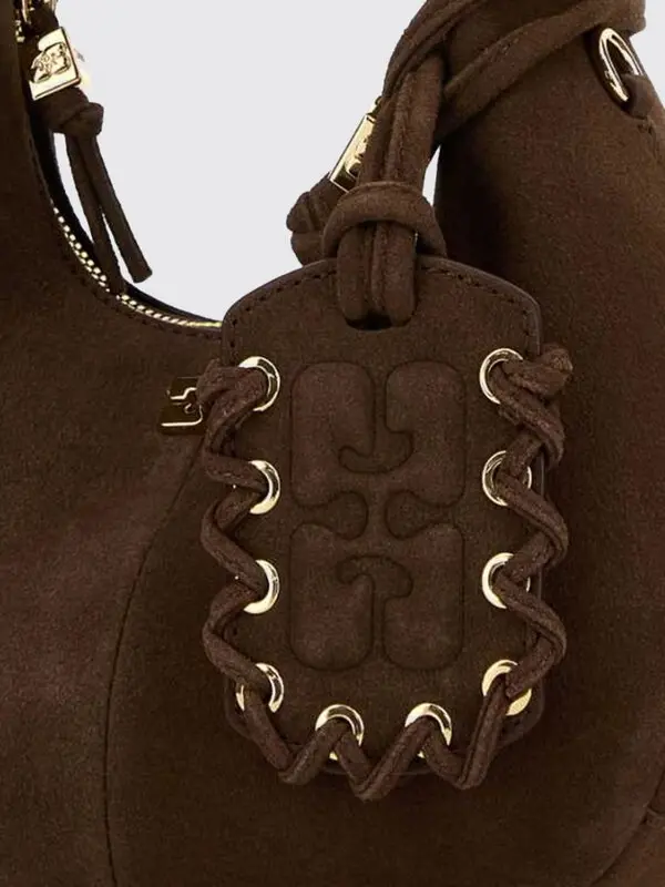 GANNI Croc Effect Shoulder Bag With Top Handle - Brown