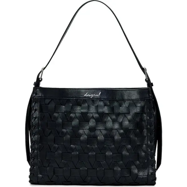 Desigual Woven Faux Leather Shoulder Bag - Black