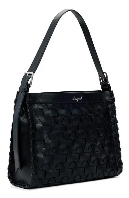 Desigual Woven Faux Leather Shoulder Bag