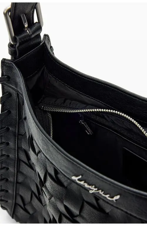 Desigual Woven Faux Leather Shoulder Bag