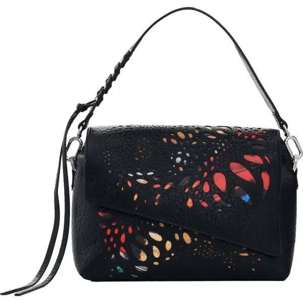Desigual Butterfly Cutout Faux Leather Shoulder Bag - Black