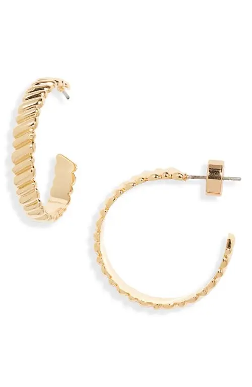 Nordstrom Demi-fine Ridged Hoop Earrings - 14k Gold Plated