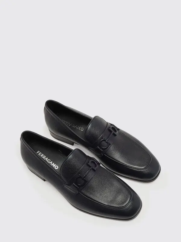 FERRAGAMO Grained Leather Loafers - Navy