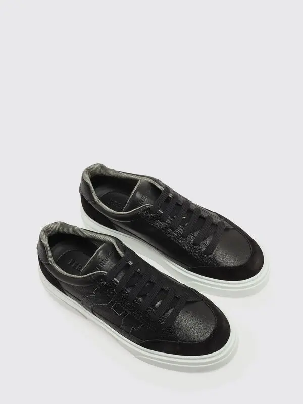 FERRAGAMO Grained Leather Lace-up Sneakers