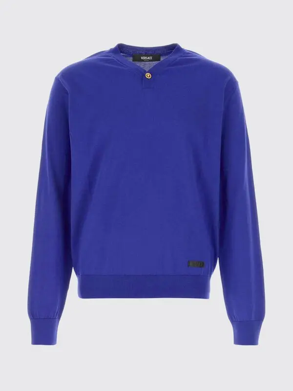 Versace V-neck Sweater In Silk And Cotton Blend
