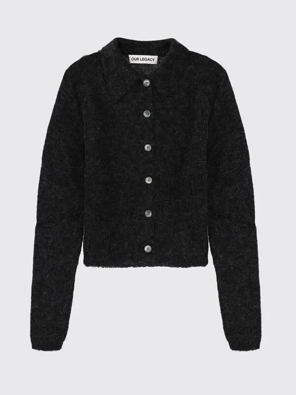 Our Legacy Wool Polo Cardigan - Charcoal