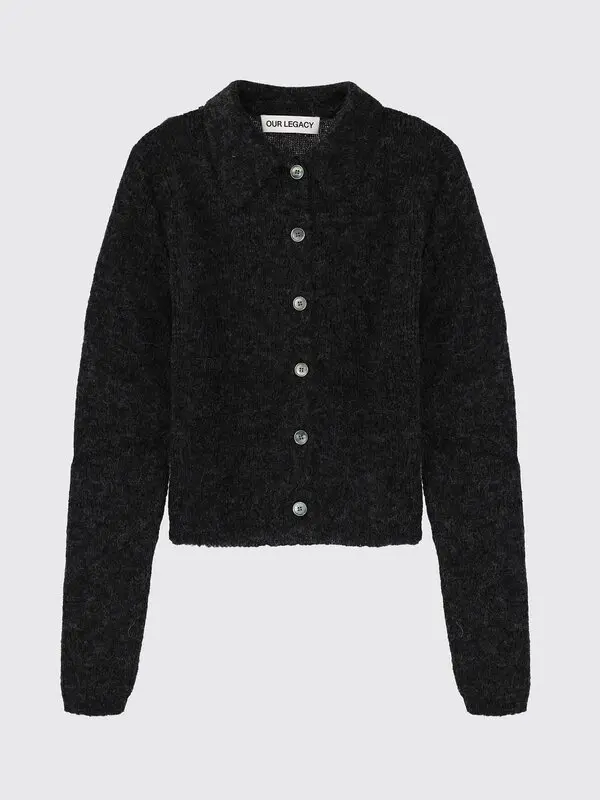 Our Legacy Wool Polo Cardigan - Charcoal