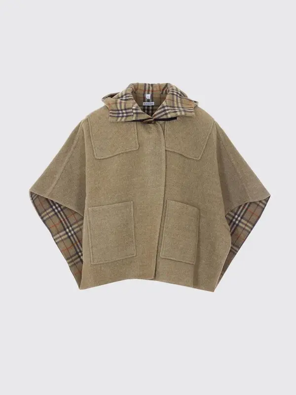 Burberry Wool Cape With Check Lining