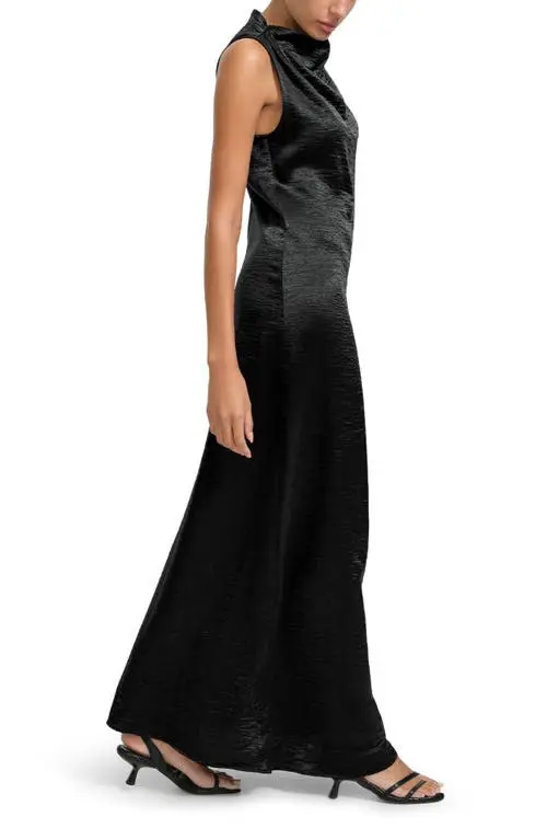 MARCELLA Senna Hammered Satin Gown - Black