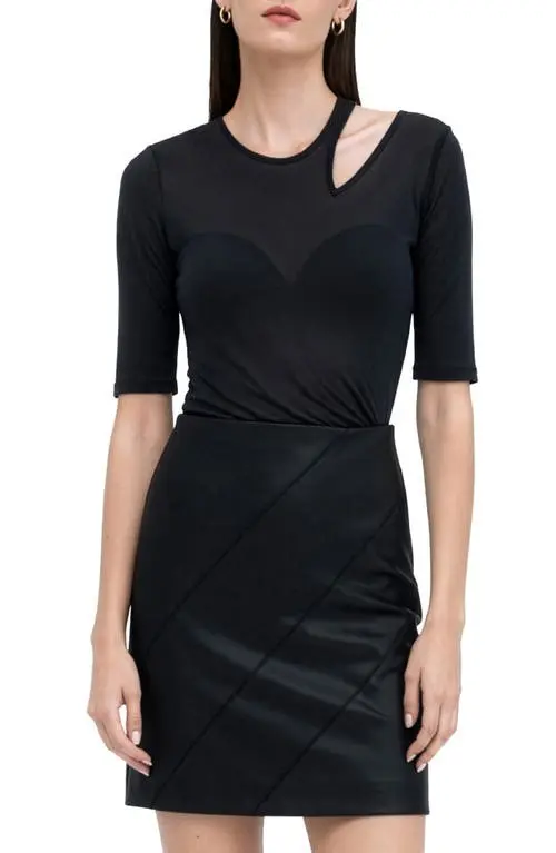 MARCELLA Taia Asymmetric Cutout Top - Black
