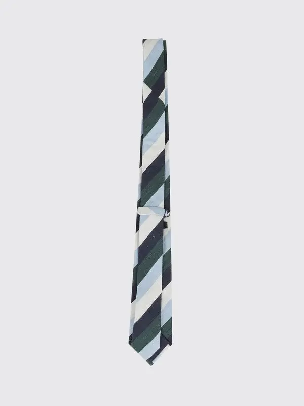 Tagliatore Striped Silk Neck Tie - Green