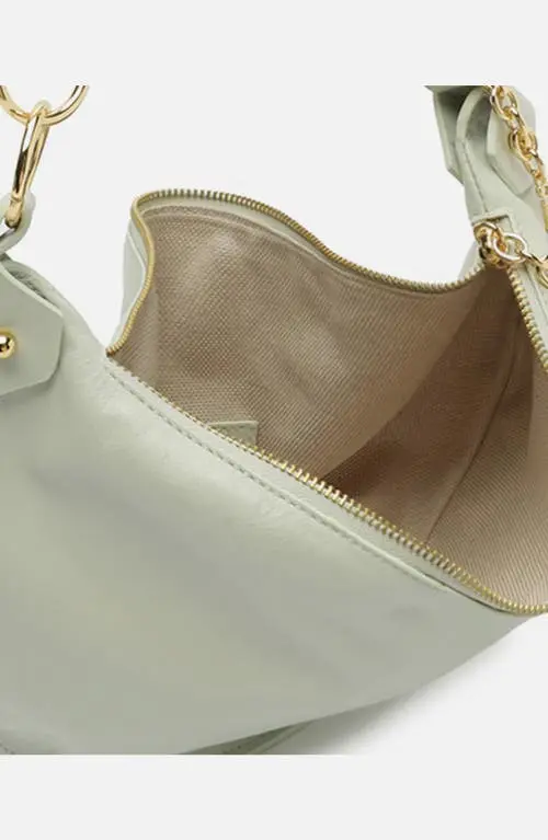 AREZZO Leather Crossbody Bag With Chain Strap - Candy Green