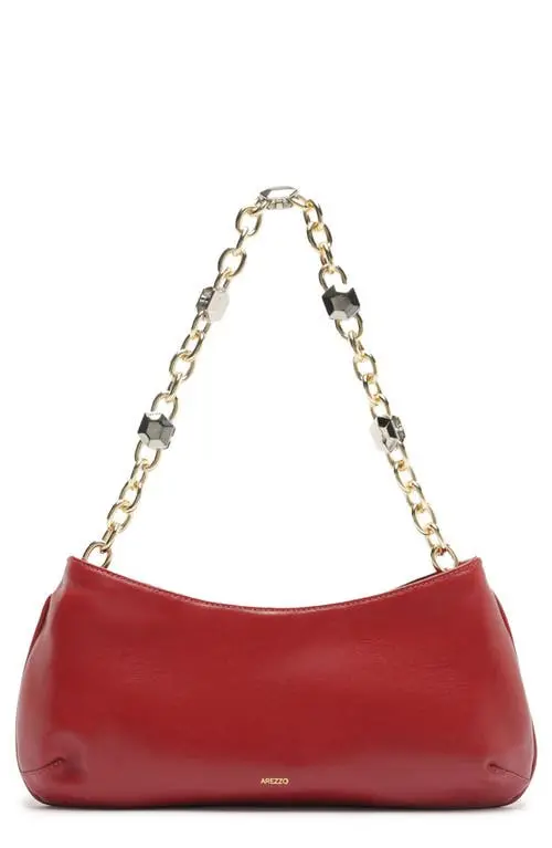 AREZZO Small Luna Baguette Leather Shoulder Bag - Passion Red