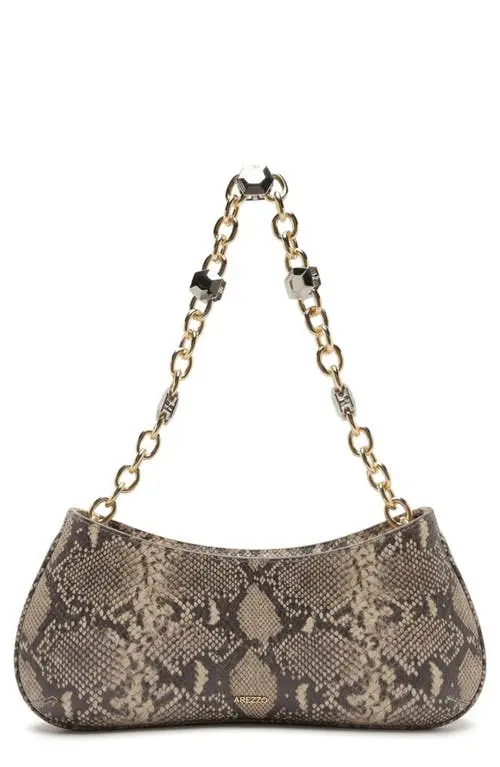 AREZZO Small Luna Baguette Leather Shoulder Bag - Snake