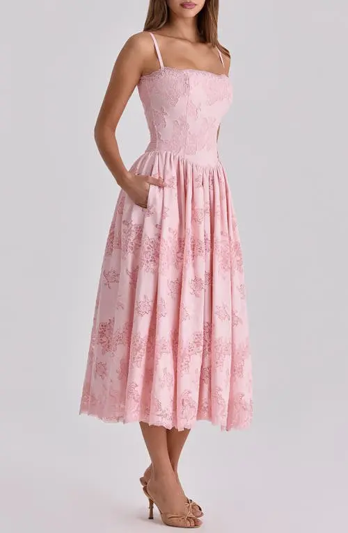 House Of Cb Chloe Broderie Anglaise Party Dress - Pink