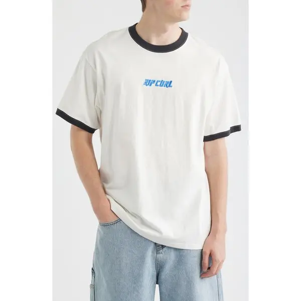 Rip Curl Liquid Trips Embroidered Ringer T-shirt - Bone