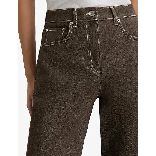 REISS Sabel Topstitched Barrel-leg Jeans