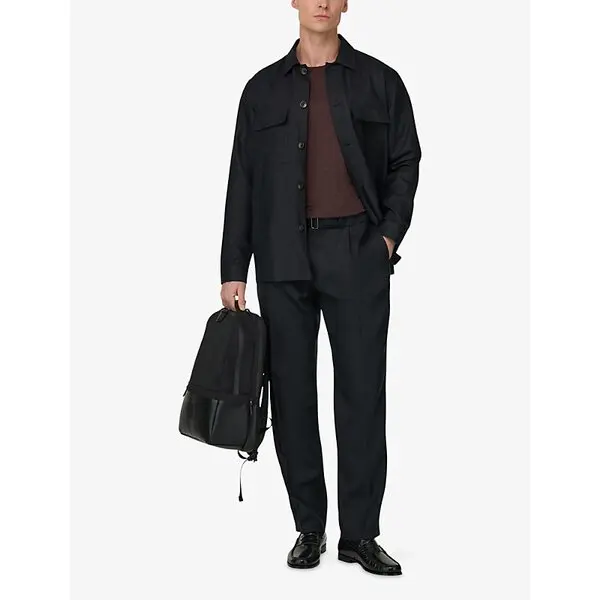 Boggi Milano Regular-fit Linen Shirt Jacket - Black