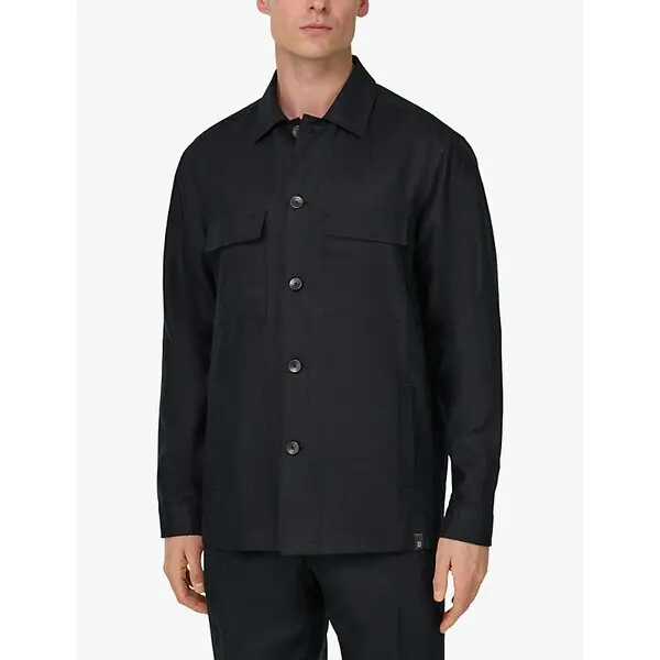 Boggi Milano Regular-fit Linen Shirt Jacket - Black