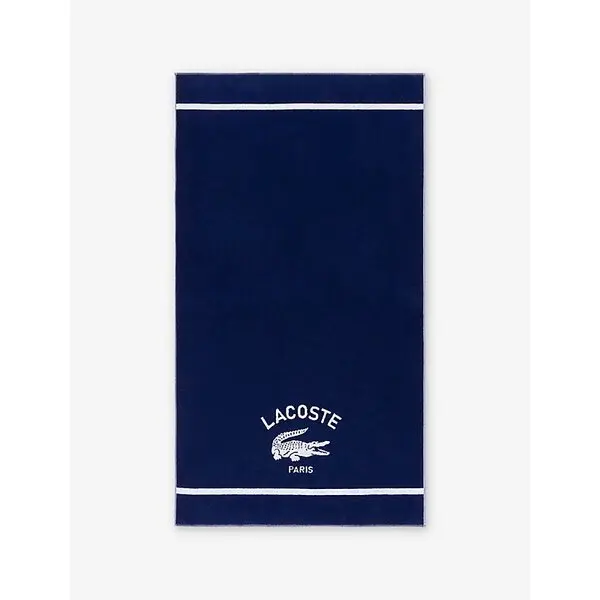 Lacoste L Origine Logo-jacquard Cotton Beach Towel 90cm X 160cm - Methylene