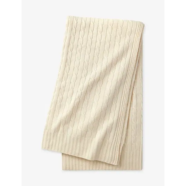 Ralph Lauren Rl Cable Cashmere Throw - Cream