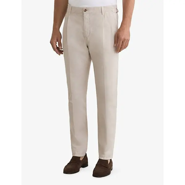REISS Pablo Side-adjuster Cotton And Linen-blend Trousers