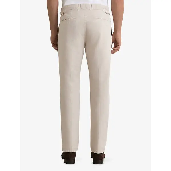 REISS Pablo Side-adjuster Cotton And Linen-blend Trousers