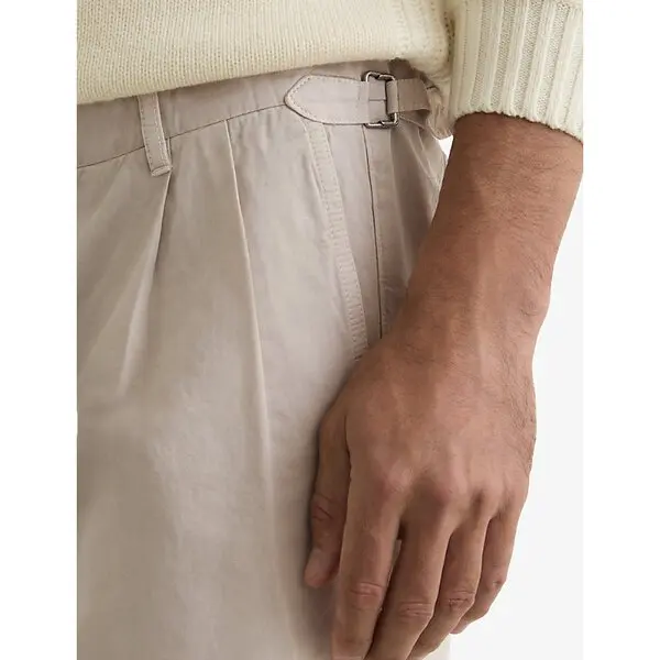 REISS Pablo Side-adjuster Cotton And Linen-blend Trousers