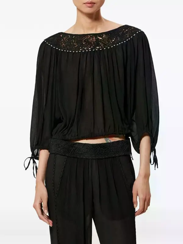 Isabel Marant Étoile Nelida" Lace Beaded Blouse - Black