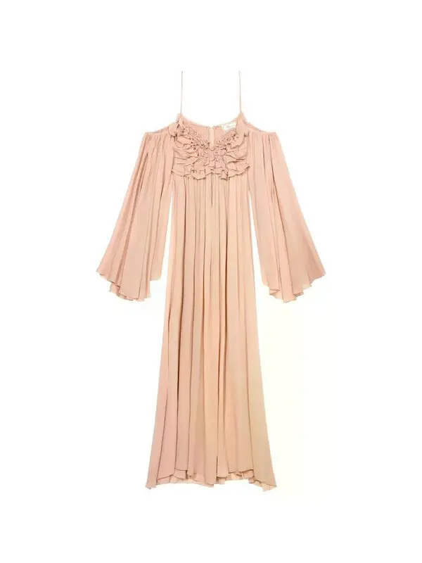 Blumarine Ruffled Detail Maxi Dress - Neutrals