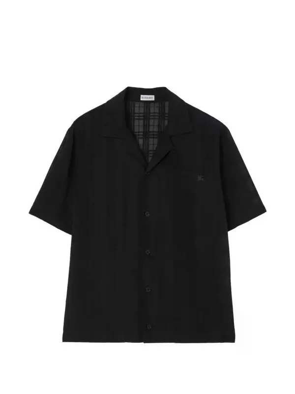 Burberry Relaxed Fit Check Cotton Voile Shirt - Black