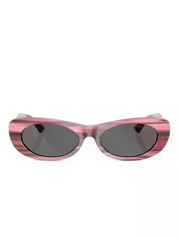 JIMMY CHOO Striped Oval-frame Sunglasses - Pink