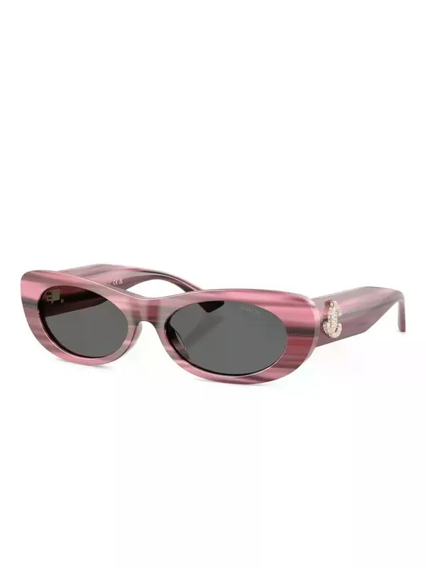 JIMMY CHOO Striped Oval-frame Sunglasses
