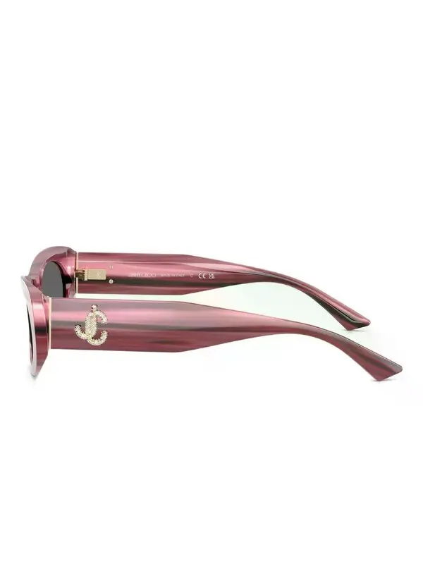 JIMMY CHOO Striped Oval-frame Sunglasses