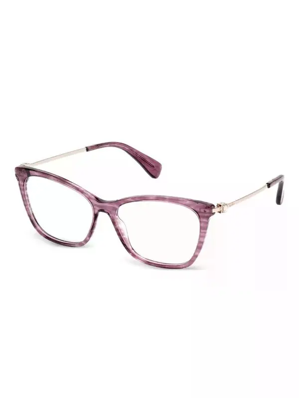 Max Mara Horn-embellished Cat-eye Glasses - 083 Violet / Horn / Shiny Pale Gold