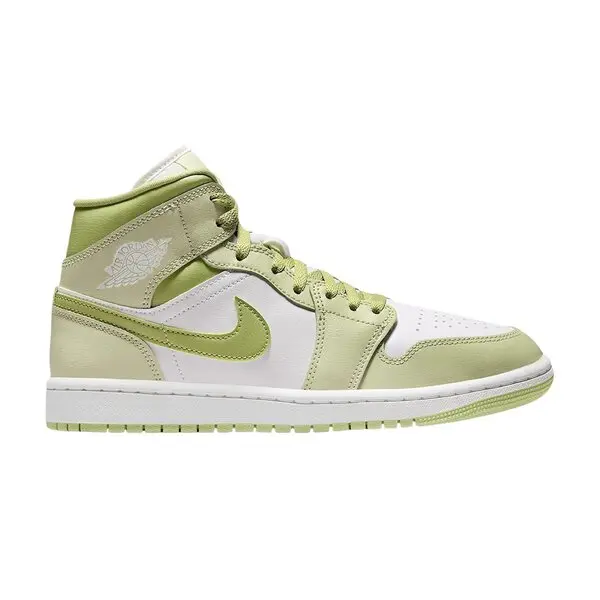 JORDAN Wmns 1 Mid "olive Aura Lawn Coconut Milk Sail - Green