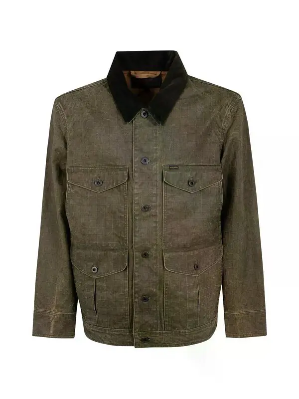 Filson Grid-pattern Jacket With Corduroy Collar - Green