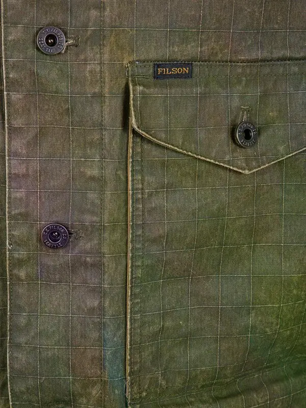 Filson Grid-pattern Jacket With Corduroy Collar - Green