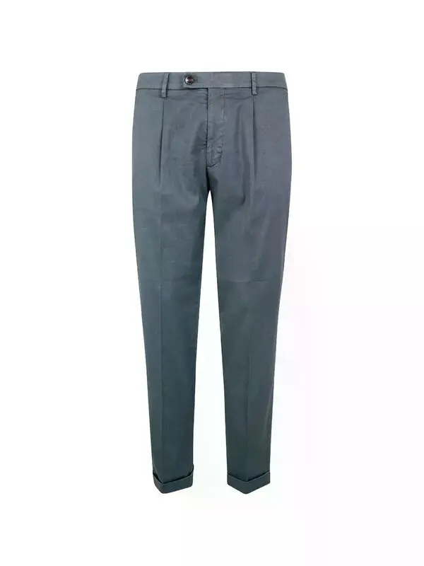 MICHAEL COAL Pleated Linen Trousers - Blue
