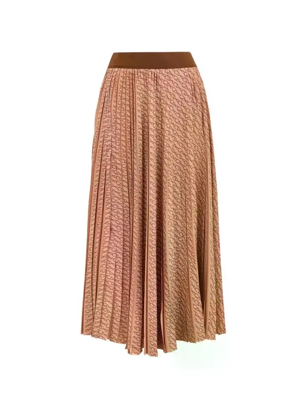 Herno Graphic Print Pleated Skirt - Orange