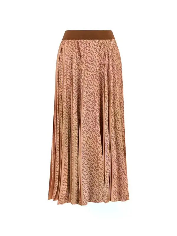 Herno Graphic Print Pleated Skirt - Orange