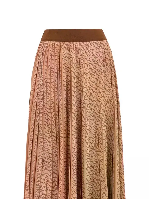 Herno Graphic Print Pleated Skirt - Orange