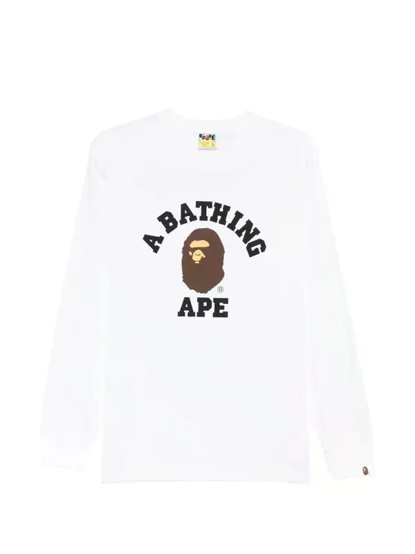 A BATHING APE Logo-detail Long-sleeve Sweatshirt - White