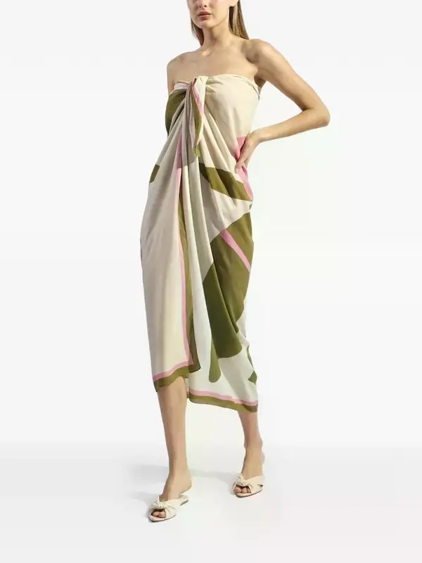 ADRIANA DEGREAS Leaf-print Sarong - Neutrals