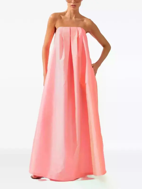 ADRIANA DEGREAS Strapless Pleated Dress - Pink