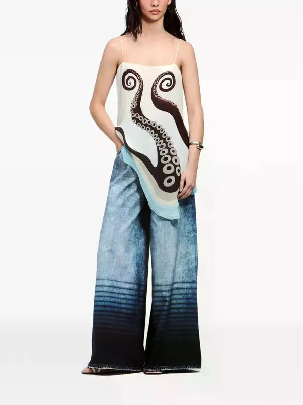 YUKIO Acid-wash Ombre-effect Wide-leg Jeans