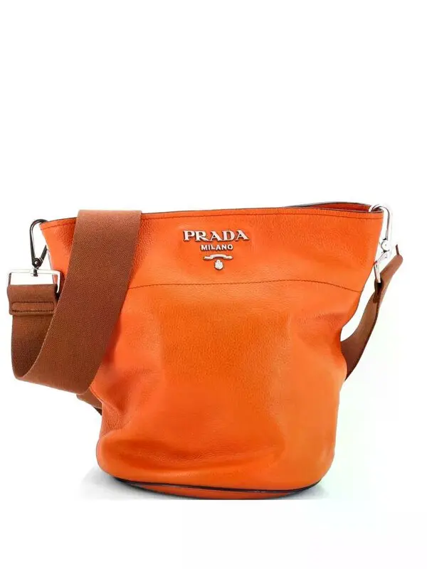 Prada Messenger Bag Vitello Daino Small Bucket Bag - Orange